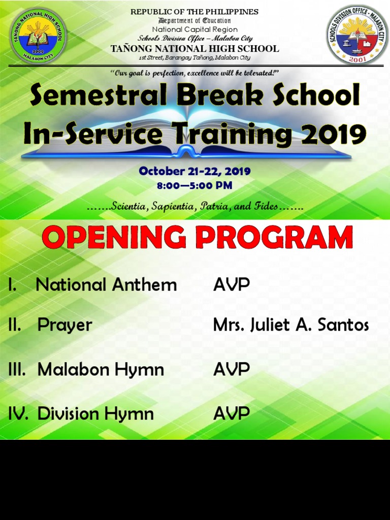Semestral Break Inset | PDF
