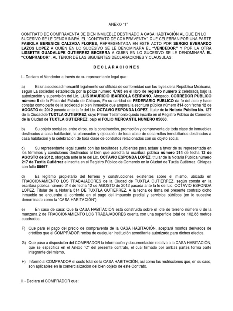 Compraventa De Bien Inmueble Destinado A Casa Habitacion Profeco Bien