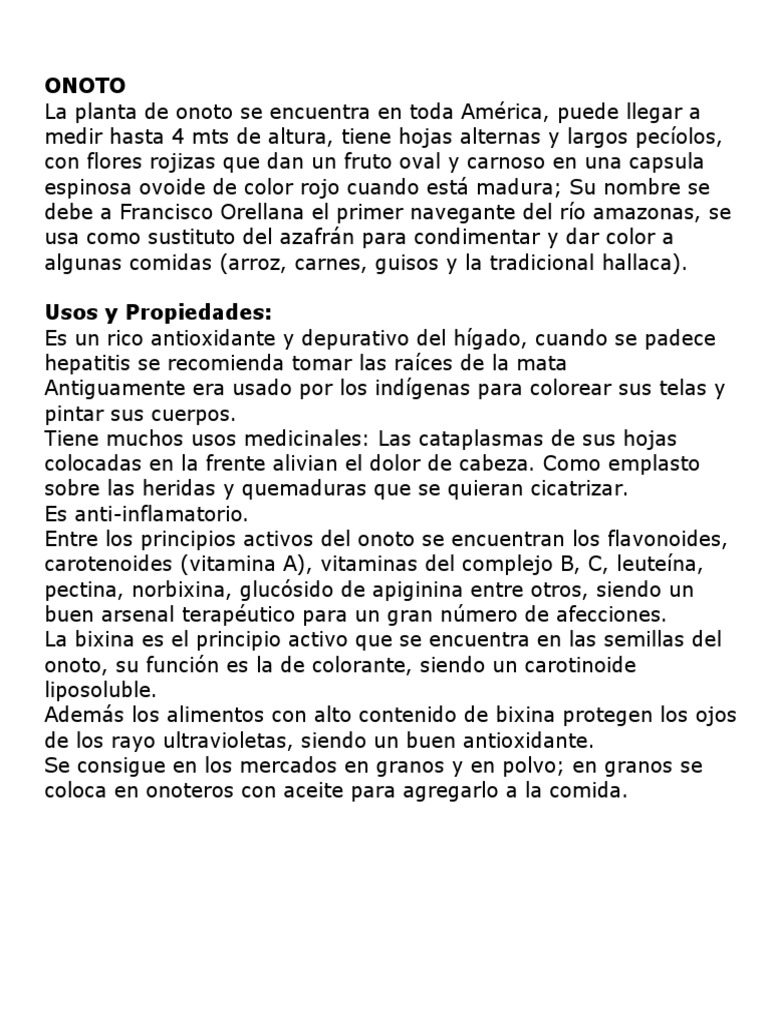 EL ONOTO Condimento | PDF | Cocina | Alimentos
