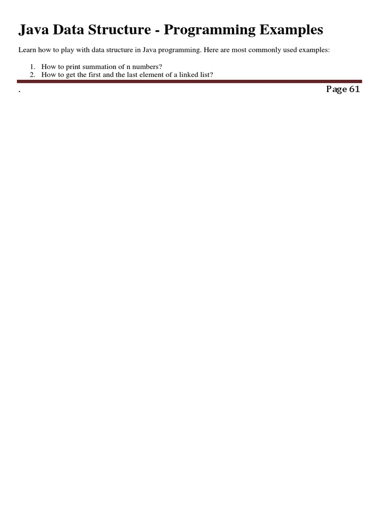 Java Data Structure - Programming Examples | PDF | Array Data Structure ...