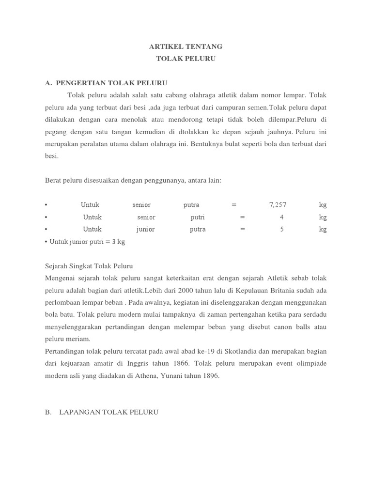 Artikel Tentang Tolak Peluru Zakiyyah | PDF