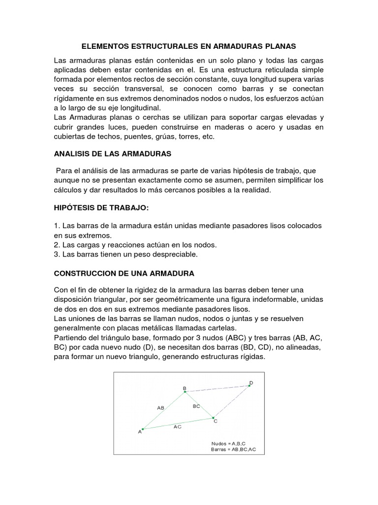 Elementos Estructurales en Armaduras Planas | PDF | Braguero | Ingeniero civil