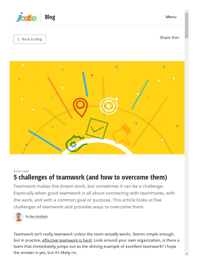 5 Challenges of Teamwork (And How To Overcome Them) | PDF | Self ...