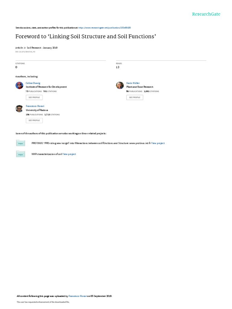 Foreword To Linking Soil Structure and Soil Functions' | Download Free PDF | Soil | Medical Imaging