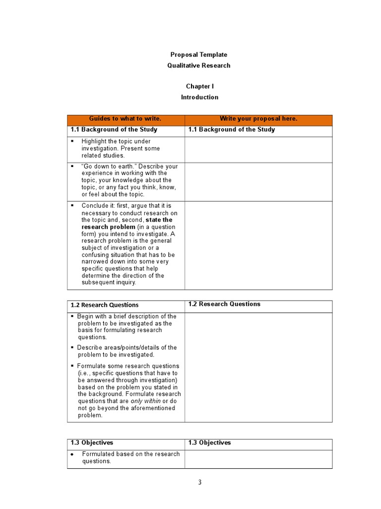 Qualitative Research Proposal Template | PDF | Qualitative Research ...