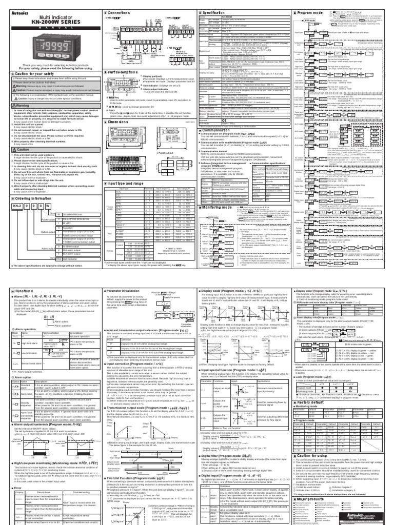 Autonics KN 2000W Manual | PDF | Relay | Machines