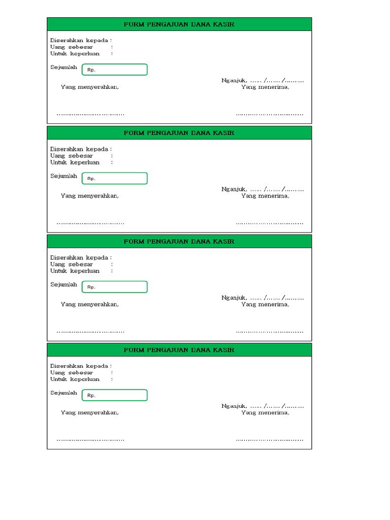 Form Pengajuan Dana Kasir | PDF