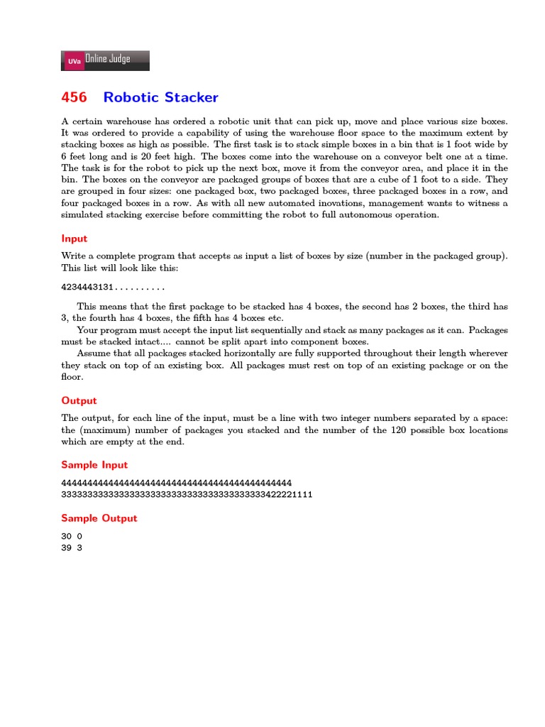 Robotic Stacker: Input | PDF | Computers
