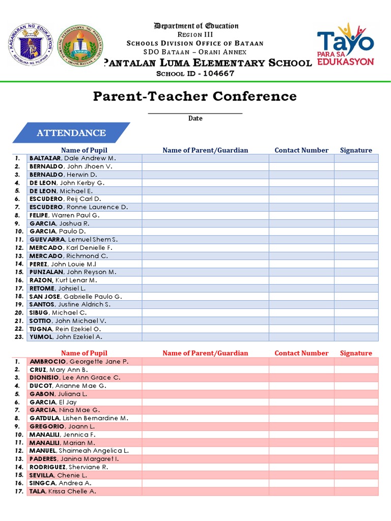 Parent-Teacher Conference: P L E S | PDF