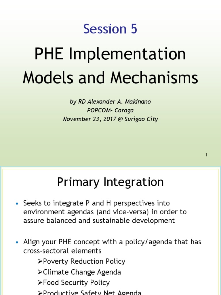 PHE Implementation Models and Mechanisms: Session 5 | PDF | Community ...