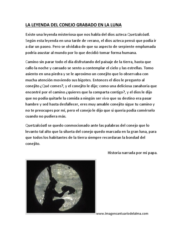 La Leyenda Del Conejo Grabado en La Luna | PDF
