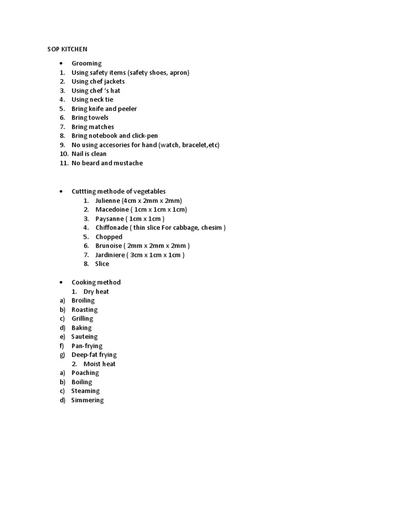 Sop Kitchen Pdf