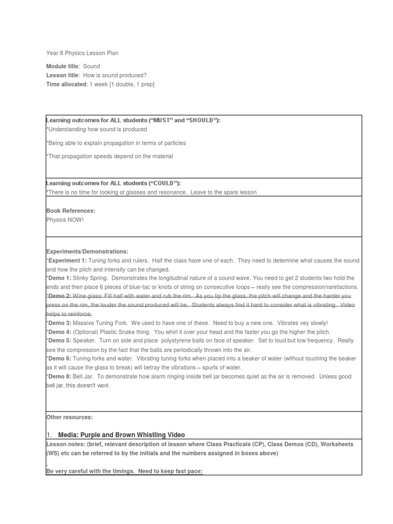 Lesson Plan On Sounds | PDF | Radiology | Ultrasound