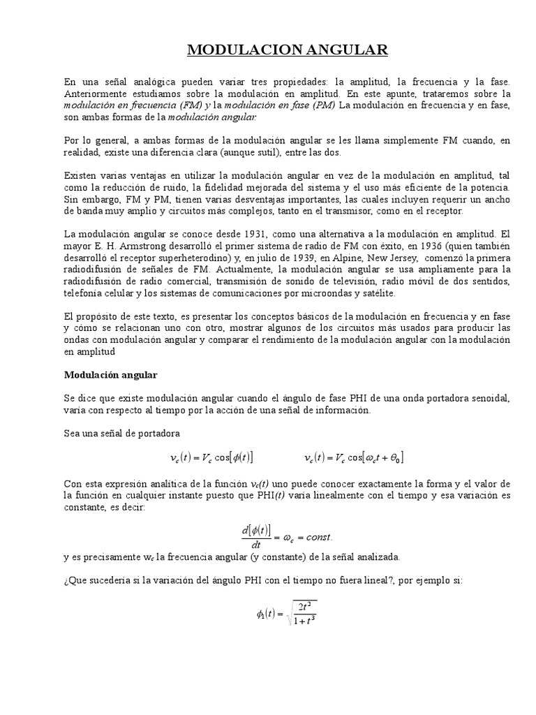 5 - Modulación Angular | PDF | Modulación de frecuencia | Modulación