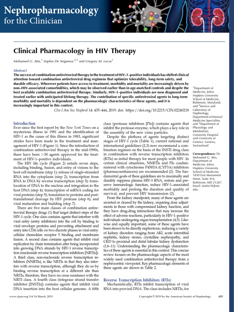 Pharmacology of HIV RX | PDF | Management Of Hiv/Aids | Renal Function