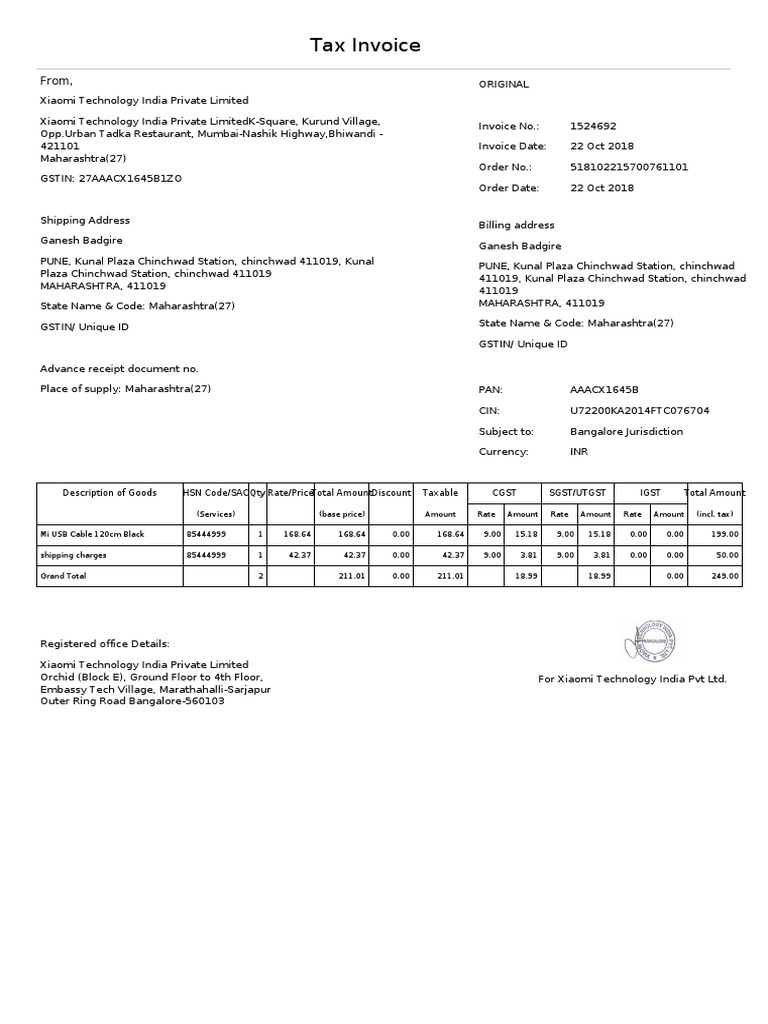 Tax Invoice: From | PDF | Government Finances | Payments
