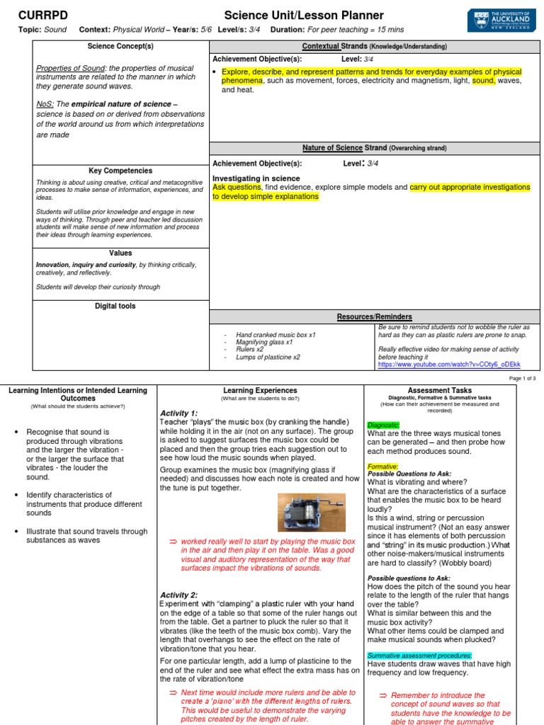 Annotated Lesson Planning Template - Science - Olivia Chrisp | PDF ...