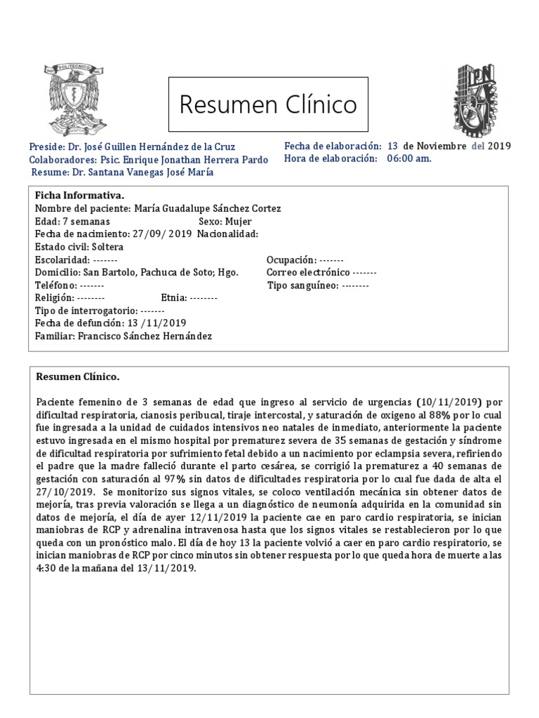 Resumen Clinico | PDF