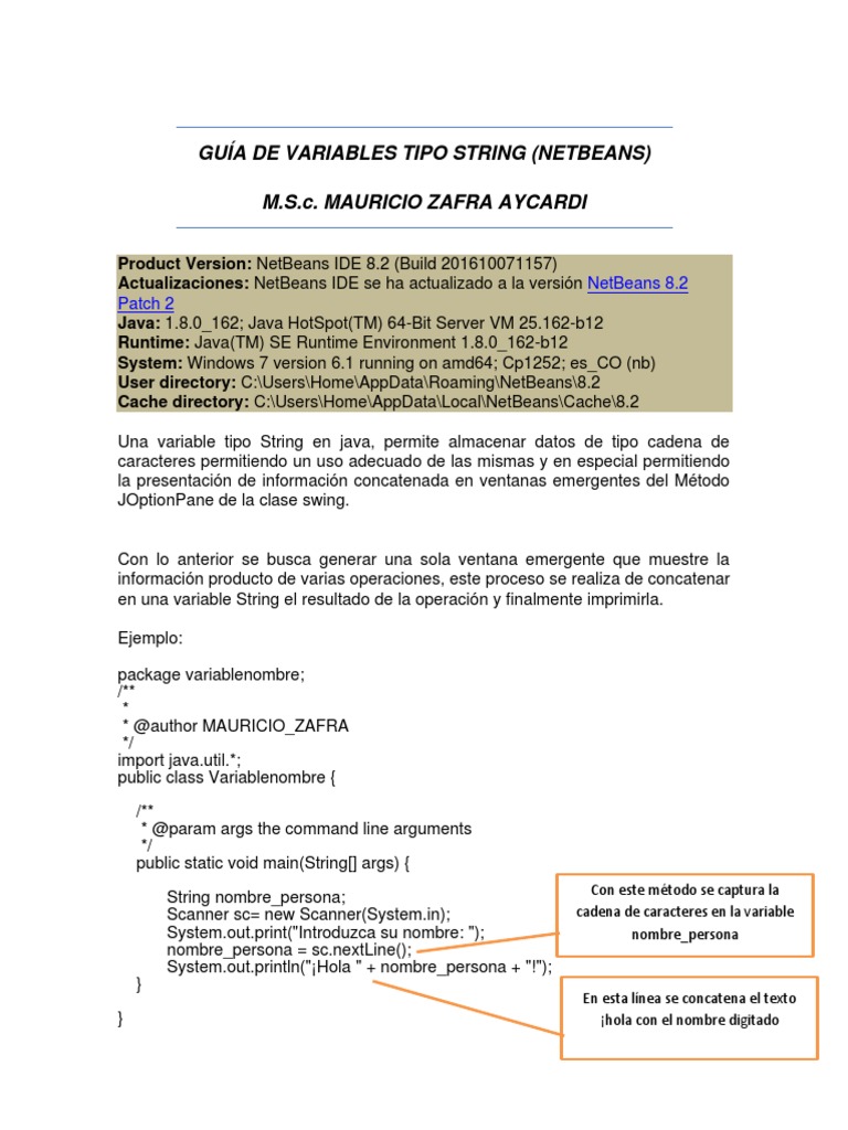 Variables Tipo String Con Joptionpane | PDF | Java (lenguaje de programación) | Introducciones ...