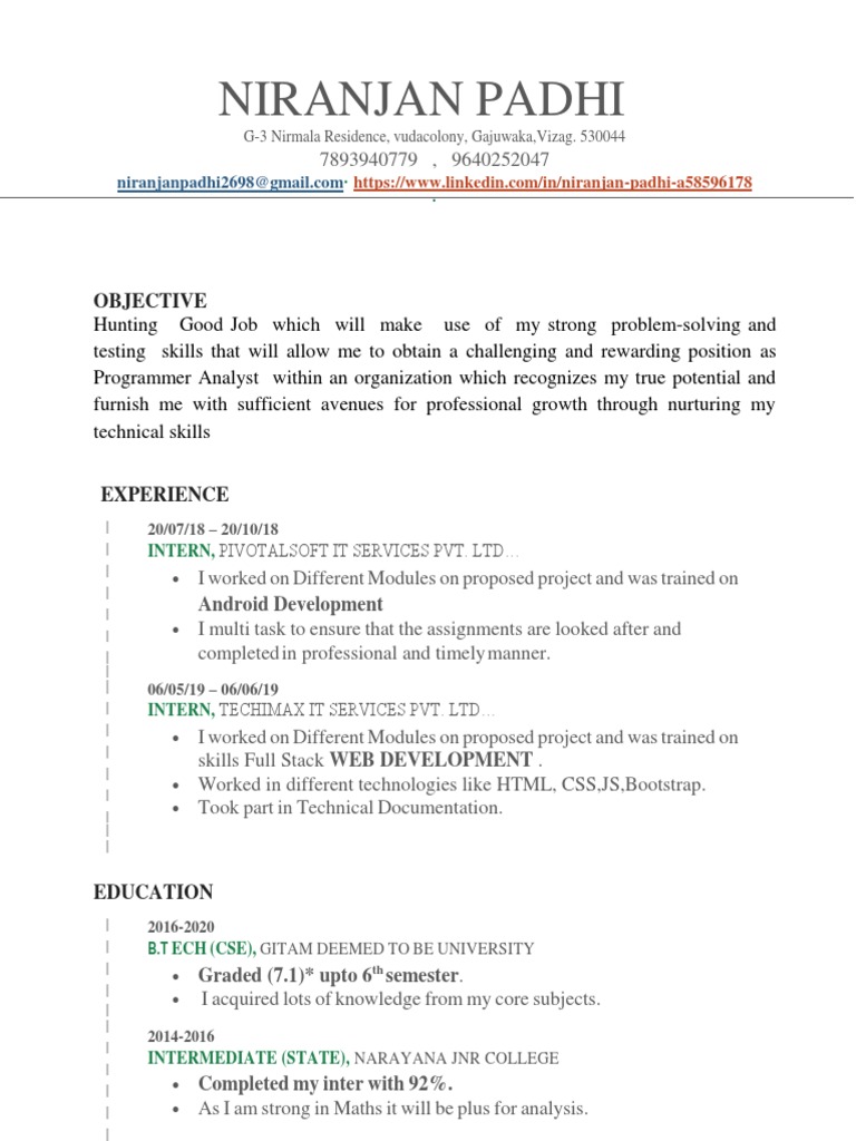 Niranjan Padhi Resume | PDF