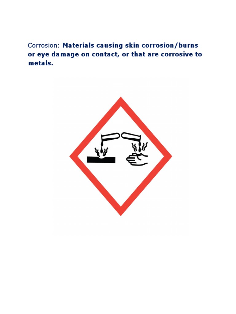 Corrosion: Materials Causing Skin Corrosion/burns: or Eye Damage On ...