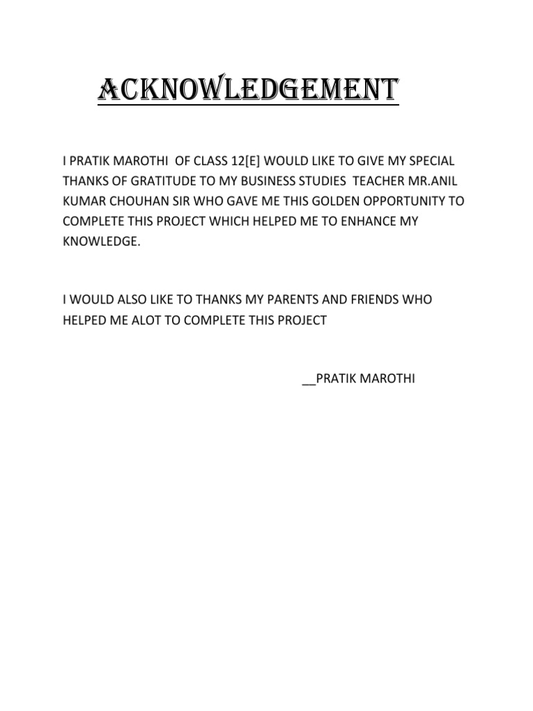 Acknowledgement statements from multiple students thanking their ...