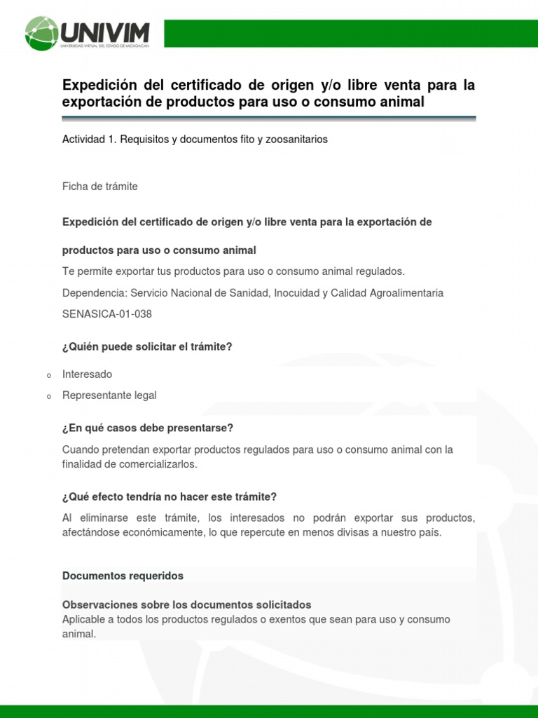 SAGARPA. Certificados de Sanidad | PDF | Exportaciones | Consumo (economía)