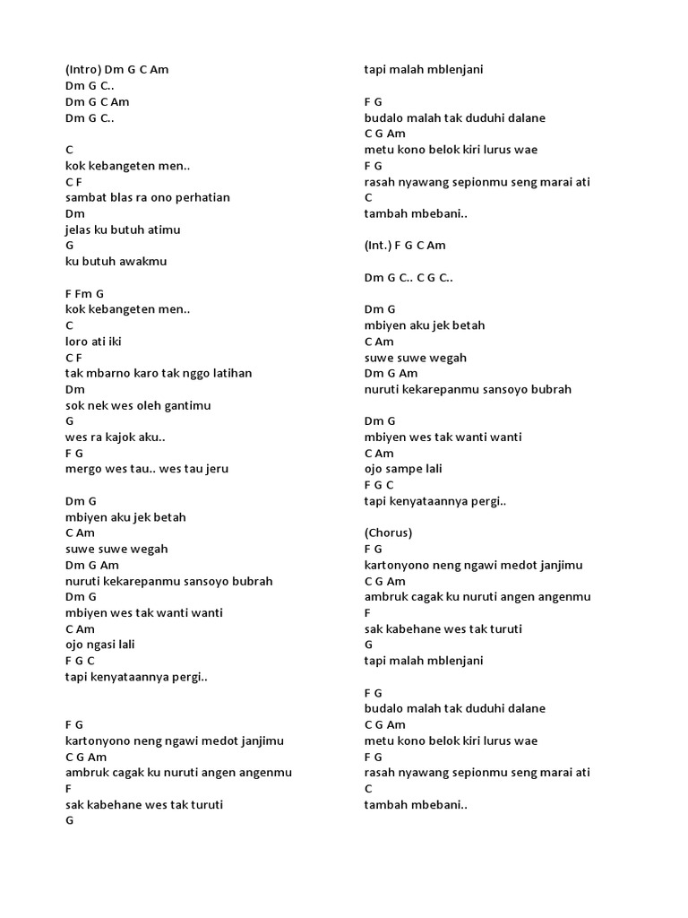 Lirik Lagu: Cinta dan Kehilangan | PDF