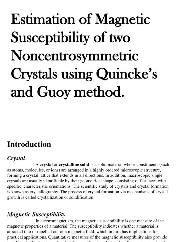 Estimation of Magnetic Susceptibility of Two Noncentrosymmetric ...