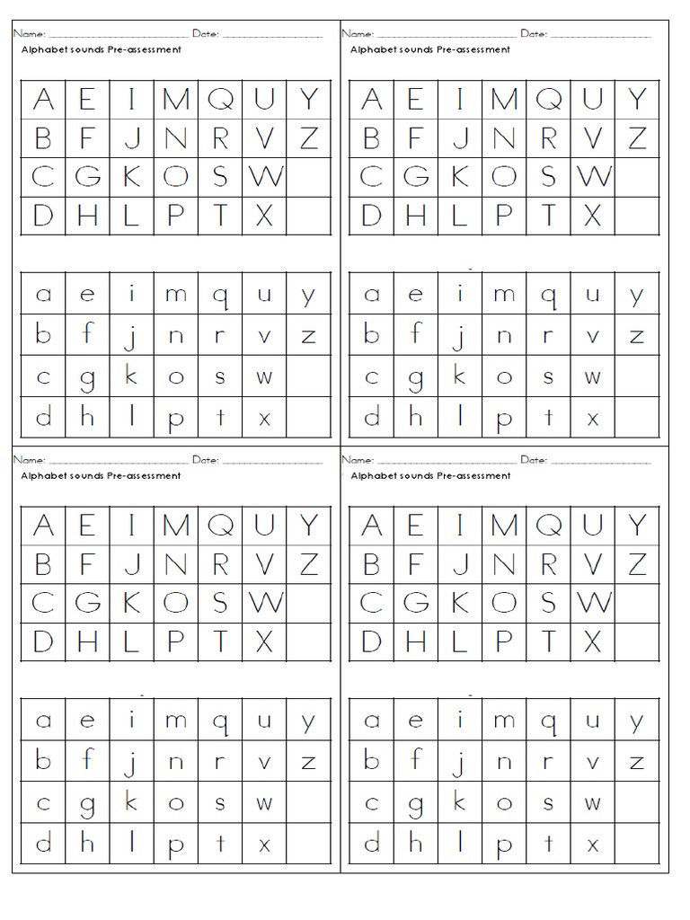 Alphabet Sounds Pre-Assessment Alphabet Sounds Pre-Assessment | PDF