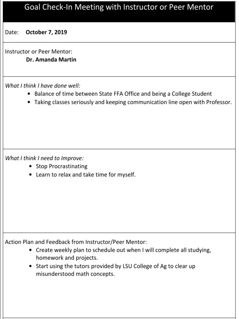 Goal Check-In: Academic Progress Review | PDF
