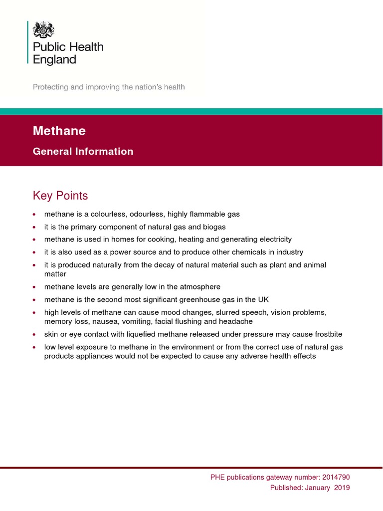 Methane PHE General Information 070119 | PDF | Natural Gas | Methane