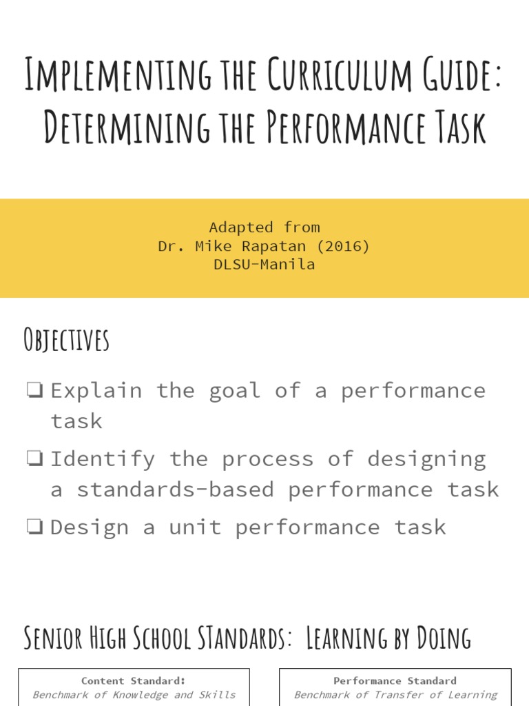 Designing Effective Performance Tasks | PDF | Educational Assessment ...