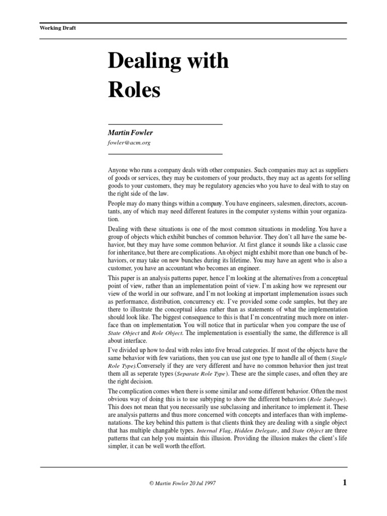 Roles PDF | PDF | Class (Computer Programming) | Inheritance (Object Oriented Programming)