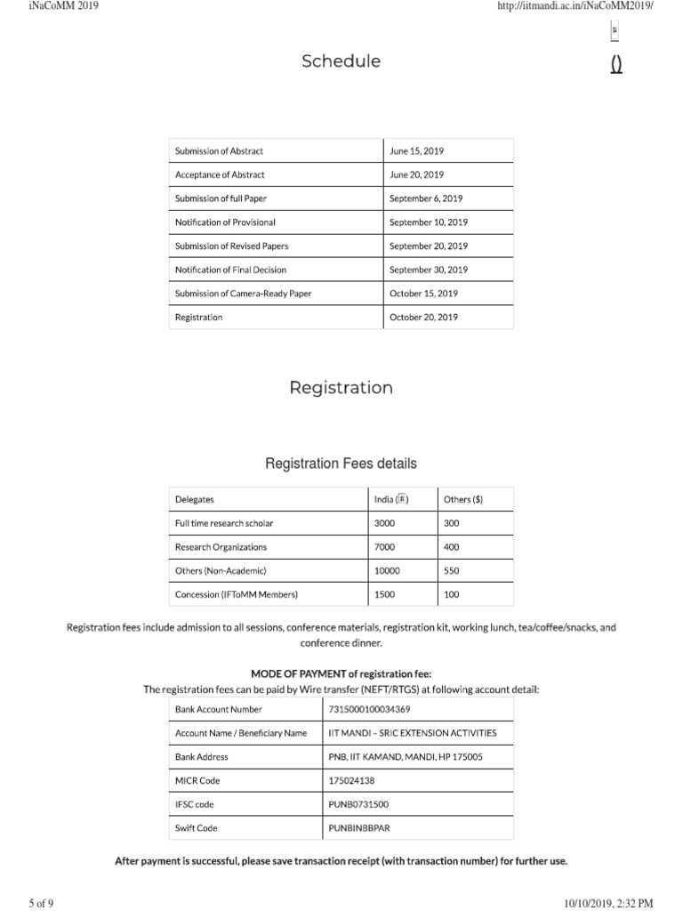 INaCoMM 2019 Brochure | PDF