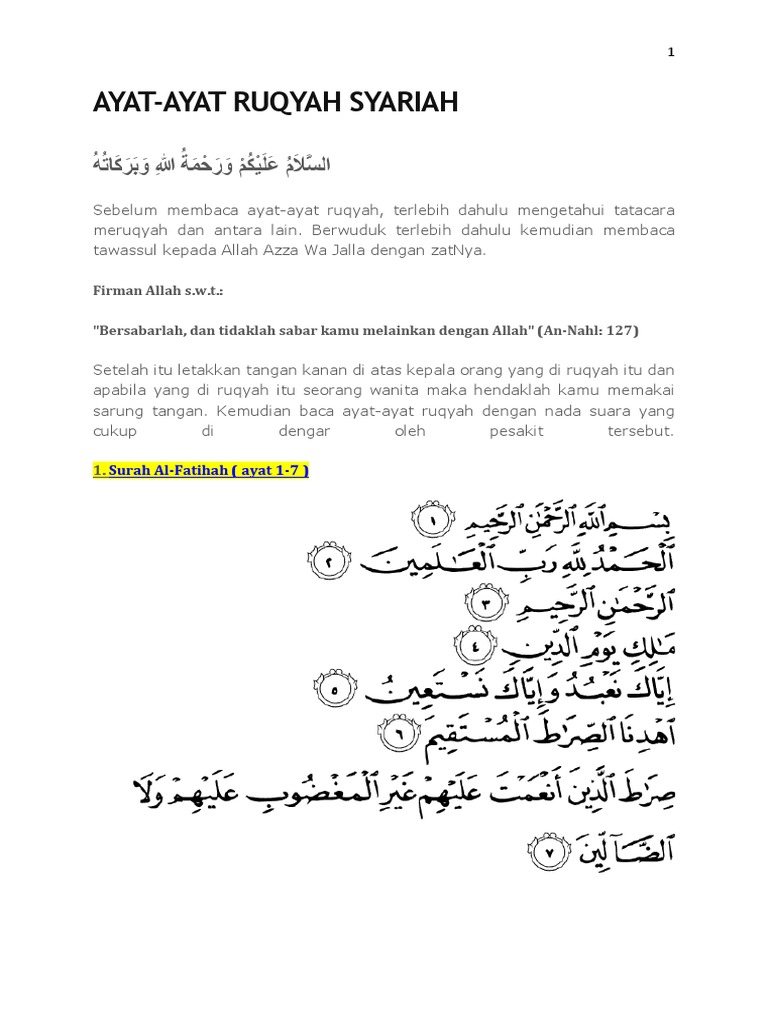 Ayat-Ayat Ruqyah Syariah Lengkap | PDF