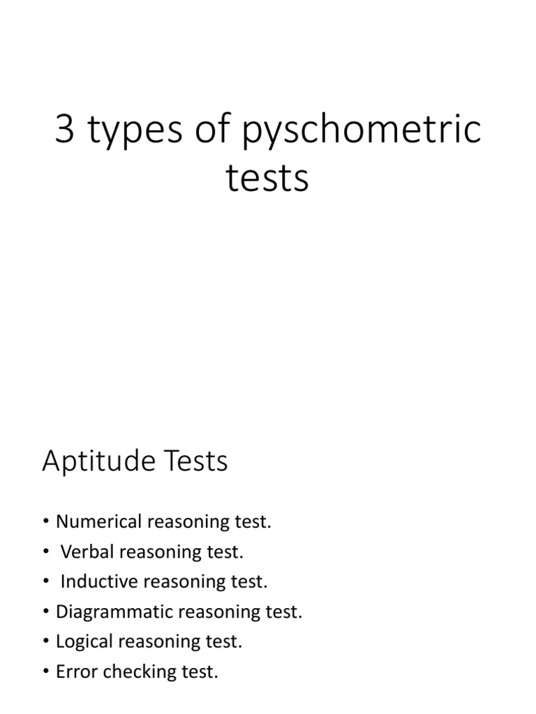 Types of Psychometric Tests Explained | PDF | Career & Growth