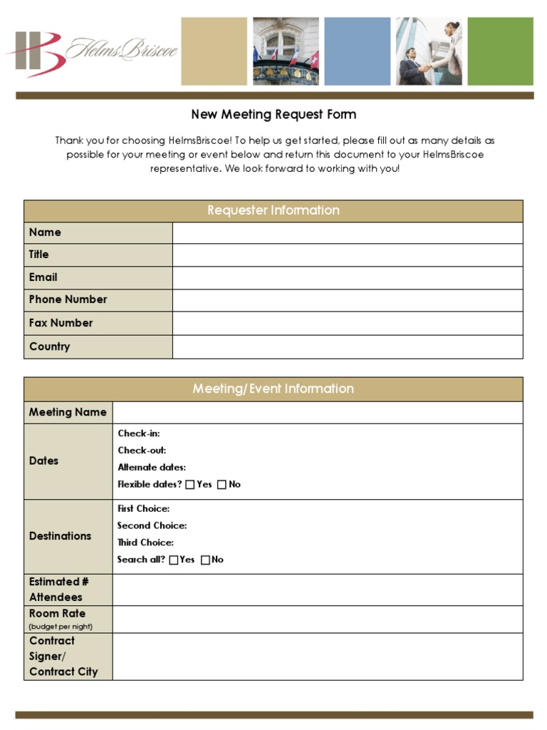 New Meeting Request Form: Requester Information | PDF | Hotel | Business