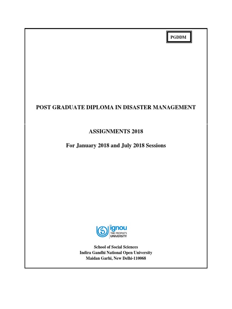 Post Graduate Diploma in Disaster Management: PGDDM | PDF | Emergency ...