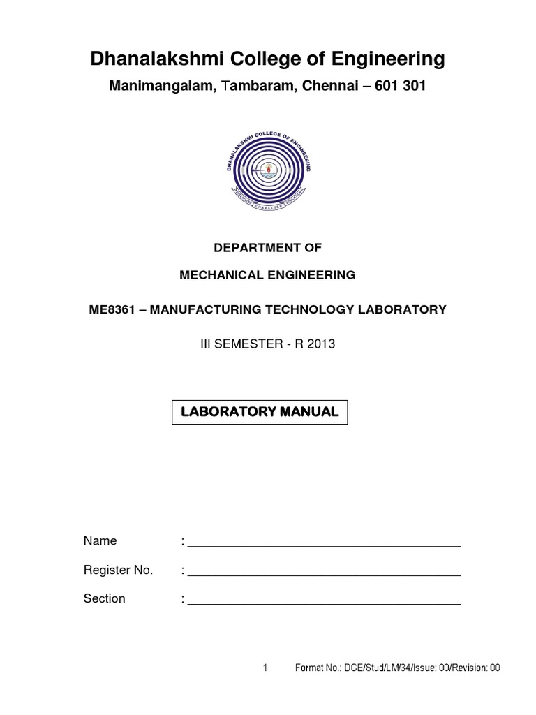 Me8361 Mech MTL Even Iiise Labmanual | PDF | Welding | Construction