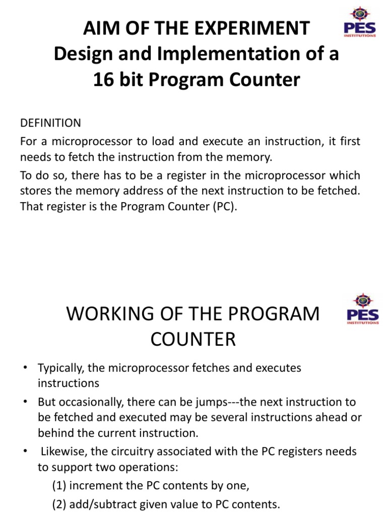 Aim of The Experiment Design and Implementation of A 16 Bit Program Counter | PDF | Central ...