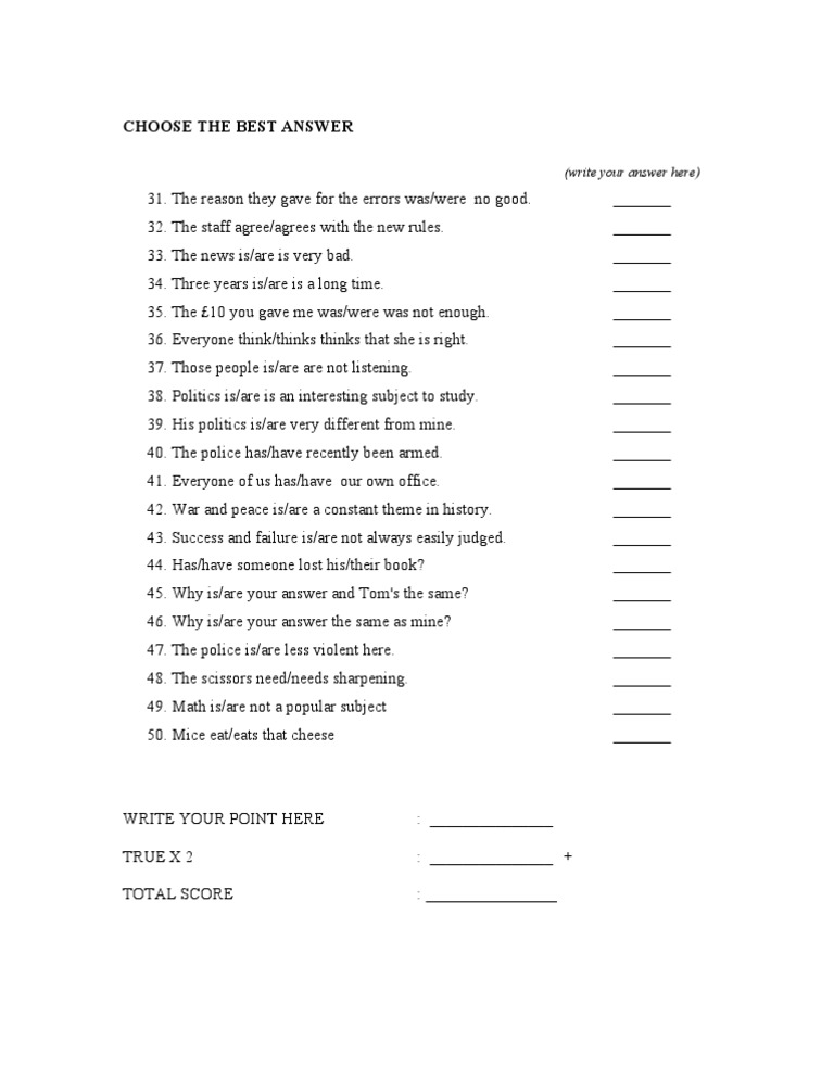 Answer Selection Practice Test | PDF