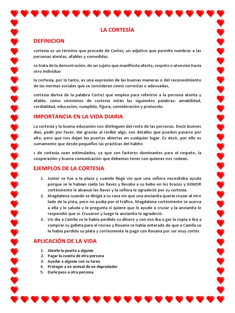 Definición y Valor de la Cortesía | PDF | Ciencias sociales | Salud y ...