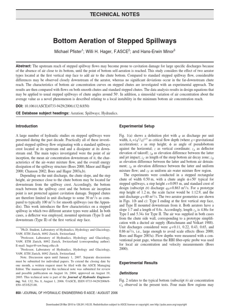 Bottom Aeration of Stepped Spillways | PDF | Spillway | Chemical ...