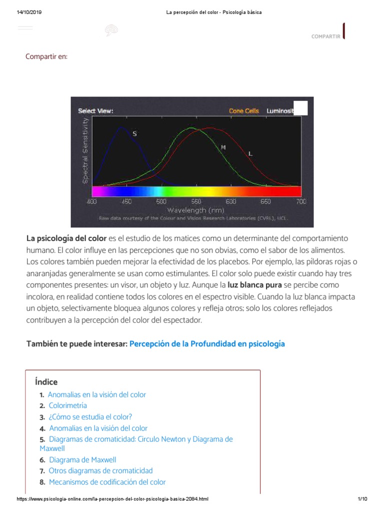 La Percepción Del Color - Psicología Básica PDF | PDF | Color | Azul