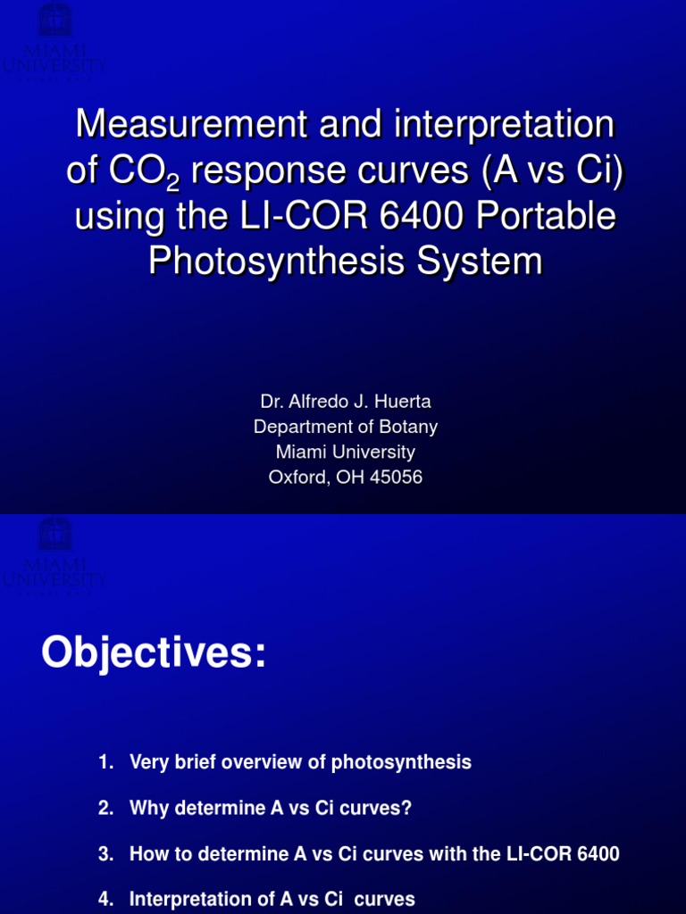 Measurement and Interpretation of CO Response Curves (A Vs Ci) Using ...