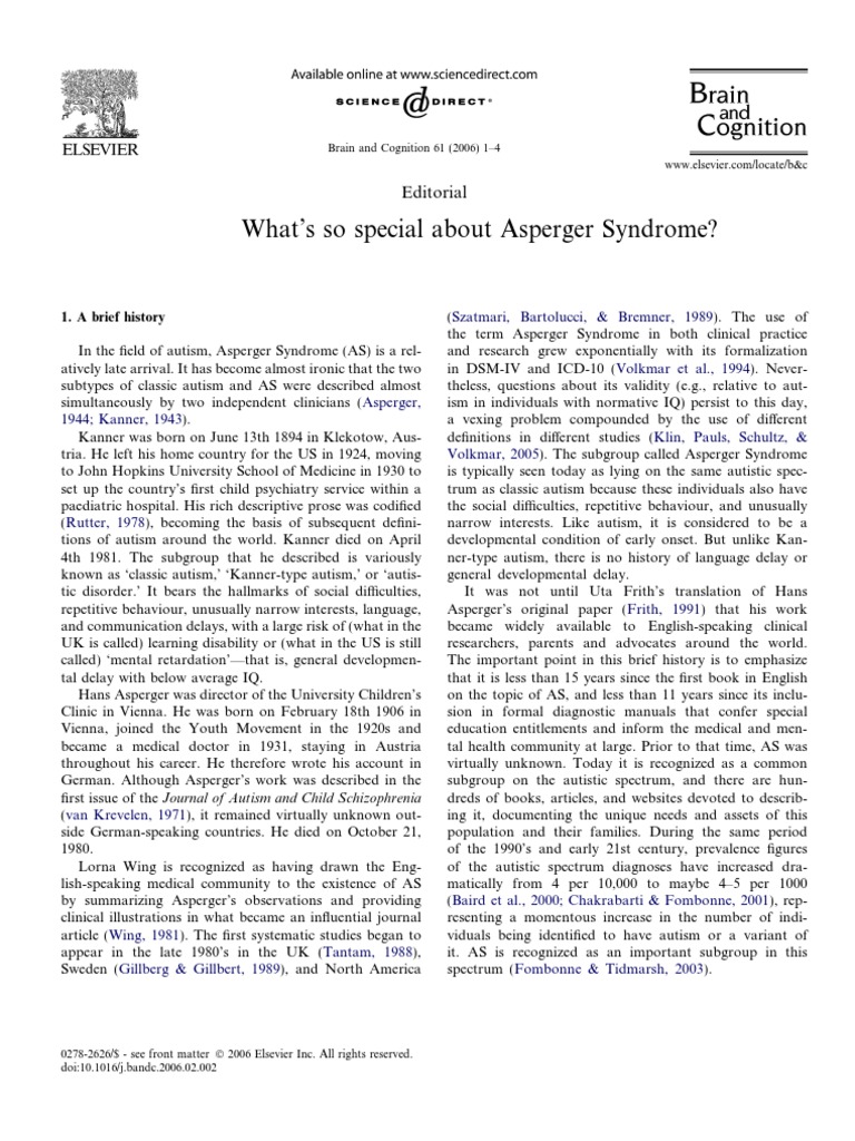 What's So Special About Asperger Syndrome | PDF | Autism | Asperger ...