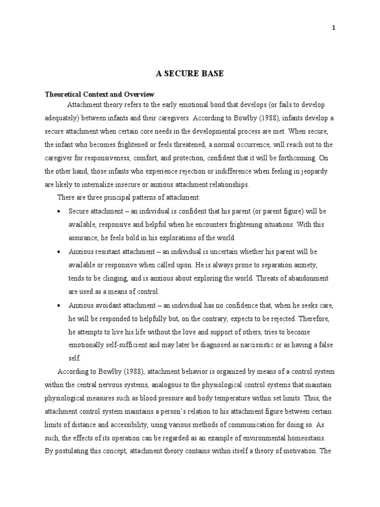 A Secure Base: Theoretical Context and Overview | PDF | Attachment ...