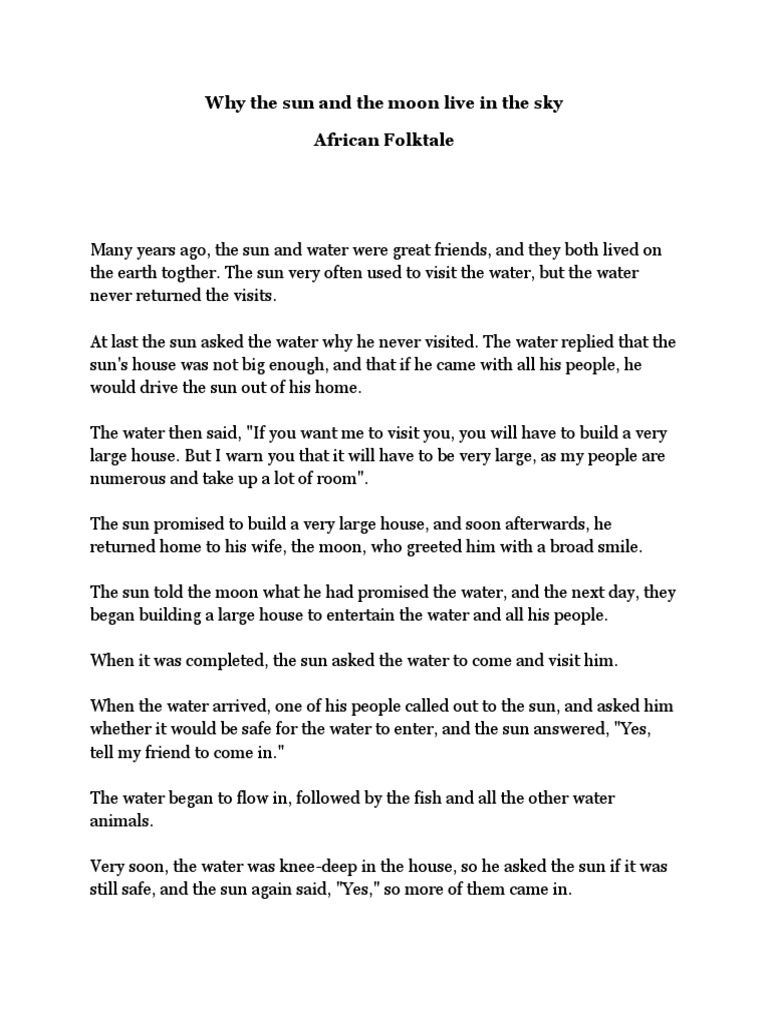 Why the Sun and Moon Live in the Sky | PDF | Lion | Hunting