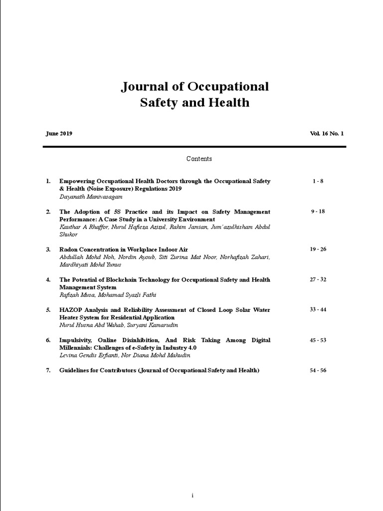 Journal June 2019 - Empowering Occupational Health Doctor Through The ...